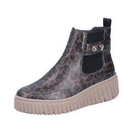 Rieker Damen Chelseaboots, Gr. 40, braun, Lederimitat, Schuhe, Plateaustiefelette, Casual-Boots mit seitlichem Stretcheinsatz