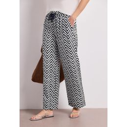 Street One Damen Stoffhose, schwarz-wei&szlig;, Gr. 36, bedruckt, Stoff, 88% Viskose, 12% Polyamid, Hosen, High Waist