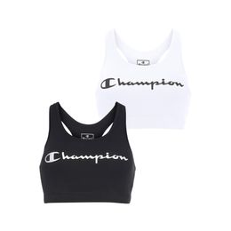 Champion Damen Sport-BH, Gr. S, schwarz-wei&szlig;, Obermaterial: 95% Baumwolle, 5% Elasthan, BHs, 2er-Pack, mit Logoschriftzug, aus Baumwolle und Elasthan