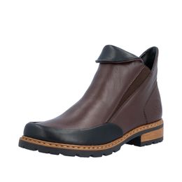Rieker Damen Chelseaboots, Gr. 41, braun, Lederimitat, Basic, Schuhe, Ankleboots, Stiefelette, Blockabsatz, mit Kragen und Rei&szlig;verschluss