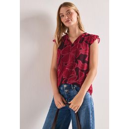 Street One Damen Blusentop, rot, Gr. 42, bedruckt, Web, Obermaterial: 100% Polyester. Futter: 100% Modal, Blusen, weich fallende Chiffon-Qualit&auml;t,