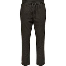 Only & Sons ONLY & SONS Herren Schlupfhose "ONSLINUS CROP 0007 COT LIN PNT NOOS"demitasse, Gr. S, unifarben, Web, Obermaterial: 75% Baumwolle, 25% Leinen, Hosen,