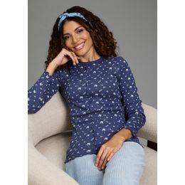 Kangaroos Damen Langarmshirt, blau, Gr. 40, Jersey, Obermaterial: 95% Baumwolle, 5% Elasthan, Shirts, mit Rundhalsausschnitt und Blende, schmale