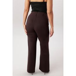 ANISTON PLUS Damen Schlupfhosedunkelbraun, Gr. 50, unifarben, Web, Obermaterial: 70% Viskose, 26% Polyester, 4% Elasthan, Hosen, mit Biesen verziert
