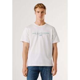 Pepe Jeans Herren T-Shirt "basic t-shirt SUMMER SEASONAL LOGO TEE", wei&szlig;, Gr. M, 100% Baumwolle, Shirts