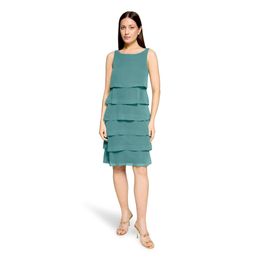 Vera Mont Damen Cocktailkleid "Damen mit Volant"schwarz emerald, festlich, Gr. 40, Chiffon, Obermaterial: 100% Polyester. Futter: 100% Polyester,