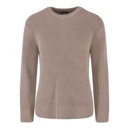 Urban Classics Damen Fleecepullover "Urban Classics Damen Ladies Rib Knit Sweater", beige, Gr. XS, unifarben, 50% Polyacryl, 50% Baumwolle, Pullover