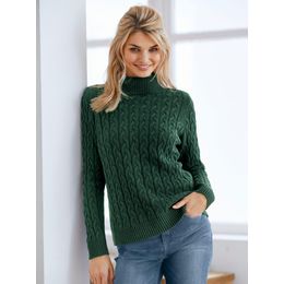 Damen Rollkragenpullover "Rollkragen-Pullover", gr&uuml;n, Gr. 48, Linea Tesini BY HEINE, unifarben, 60% Viskose, 40% Baumwolle, Pullover