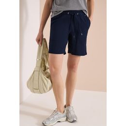 Cecil Damen Shorts, blau, Gr. XL, unifarben, Web, 75% Baumwolle, 25% Modal, Hosen, aus Seersucker-Material