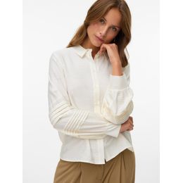 V&eacute;ro Moda VERO MODA Damen Langarmbluse "VMISELA L/S SHIRT WVN BTQ GA", wei&szlig;, Gr. M, gepflegt, unifarben, Web, Obermaterial: 90% Viskose, 10% Nylon, Blusen