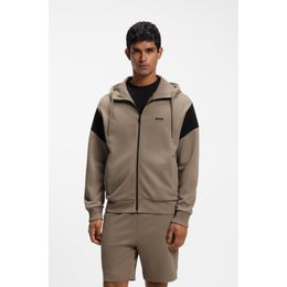 BOSS Green Herren Kapuzensweatjacke "Union Saggy", beige, Gr. XXL, Sweatware, Obermaterial: 53% Baumwolle, 44% Polyester, 3% Elasthan, Sweatjacken,