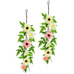 Kunstblume I.GE.A., B:9cm H:50cm T:8cmrosa, Obermaterial: 90% Polyester, 10% sonstige Fasern, Kunstpflanzen, "Girlande mit Gerbera Bl&uuml;ten 50cm 2er
