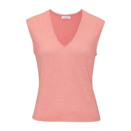 Lascana Damen Kurzarmshirt "aus modischer Strukturware mit V-Ausschnitt", rosa, Gr. 36, unifarben, Cr&ecirc;pe, Obermaterial: 99% Polyester, 1% Elasthan,