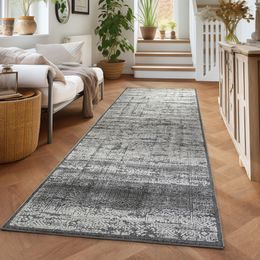 Teppich OTTO HOME, B:67cm H:9mm L:230cm, grau, Kunstfaser, Wohnzimmer, Teppiche, "Selin", dezenter Glanz, Schrumpf-Garn-Effekt, im Vintage-Look,