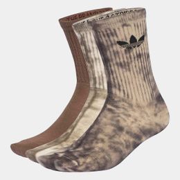Damen Sportsocken "TIE DYE CREW, 3 PAAR", adidas originals, Gr. Mutility schwarz, sanftes wei&szlig;, earth strata, Obermaterial: 52% Baumwolle, 45%