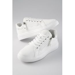 ANISTON SHOES Damen Sneaker, Gr. 40wei&szlig;, Lederimitat, Schuhe, Schn&uuml;rschuh, Freizeitschuh mit Rei&szlig;verschluss - NEUE KOLLEKTION