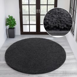 Hochflor-Teppich OTTO HOME, H:45mm &Oslash;:140cm, grau, Kunstfaser, Teppiche, "Viva Shaggy, in Standard- und Premium-Qualit&auml;t, 30 mm oder 45 mm H&ouml;he", Uni