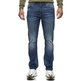 INDICODE Herren Straight-Jeans "INValoy", blau, Gr. 30, Abriebeffekte, Denim/Jeans, Obermaterial: 99% Baumwolle, 1% Elasthan, Jeans