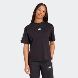 Damen T-Shirt "ESSENTIALS 3-STREIFEN BOYFRIEND", schwarz-wei&szlig;, Gr. XXL, adidas Sportswear, Obermaterial: 100% Baumwolle, Shirts, Kurzarmdesign, mit
