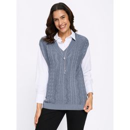 Inspirationen Damen Pullunder "Pullunder", grau, Gr. 38, unifarben, 50% Baumwolle, 50% Polyacryl, Pullover