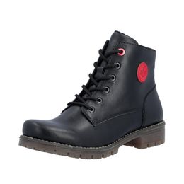 Rieker Damen Schn&uuml;rstiefelette, Gr. 43, schwarz, Lederimitat, Basic, Schuhe, Ankleboots, Schn&uuml;rboots, Klassik-Stiefelette mit Logopr&auml;gung