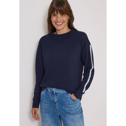 Cecil Damen Sweatshirt, blau, Gr. S, unifarben, Sweatware, 67% Viskose, 28% Nylon, 5% Elasthan, Sweatshirts, mit Tape Detail am &Auml;rmel