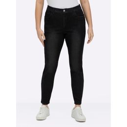 sheego Damen Bequeme Jeans, schwarz, Gr. 42, unifarben, 74% Baumwolle, 22% Polyester, 3% Viskose, 1% Elasthan, Jeans