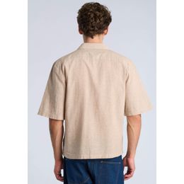 LINDBERGH Herren Leinenhemd "Leinenhemd (Kurzarm) Cropped, Regular Box Fit"sand, Gr. XXL, Obermaterial: 55% Leinen, 45% Baumwolle, Hemden
