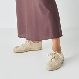 Tamaris Damen Plateausneaker, Gr. 42, beige, Textil, Basic, Schuhe, Freizeitschuh, Halbschuh, Schn&uuml;rschuh mit Juterand