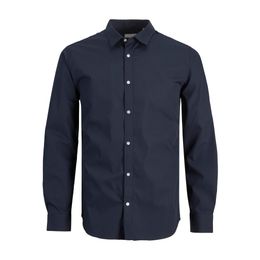 Jack & Jones Kinder Langarmhemd "JJJOE SHIRT LS PLAIN NOOS JNR", blau, Gr. 128, JACK & JONES JUNIOR, unifarben, Web, Obermaterial: 65% Polyester, 35% Baumwolle,