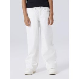 name it M&auml;dchen 5-Pocket-Hose "NKFROSE WIDE TWI PANT 1115-TP NOOS", wei&szlig;, Gr. 146, unifarben, Twill, Obermaterial: 98% Baumwolle, 2% Elasthan, Hosen,