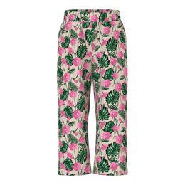 name it M&auml;dchen Schlupfhose "NKFVINAYA 7/8 WIDE PANT", bunt, Gr. 146, bedruckt, Web, Obermaterial: 98% Polyester, 2% Elasthan, Hosen, in 7/8 L&auml;nge