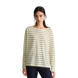 Marc O'Polo Damen Longsleevelight gelb, Gr. S, MARC O'POLO DENIM, Jersey, Obermaterial: 100% Baumwolle, Shirts, Gestreift, relaxed aus Loose Knit Jersey