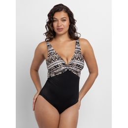 Dorina Damen Badeanzug "Togo Mago", schwarz, Gr. XXXL, Microfaser, Obermaterial: 74% Polyester, 15% Elasthan, 11% Polyamid, Badeanz&uuml;ge, mit tiefem