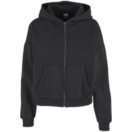 Urban Classics Damen Sweatjacke "Urban Classics Damen Ladies Boxy Zip Hoody", schwarz, Gr. XL, unifarben, 65% Baumwolle, 35% Elasthan, Sweatjacken