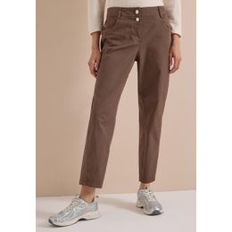 Cecil Damen Stoffhose, braun, Gr. 30, unifarben, Web, 97% Baumwolle, 3% Elasthan, Hosen, 5-Pocket-Style