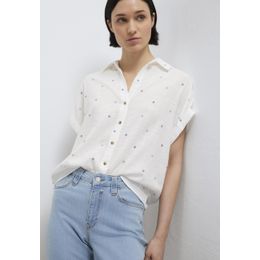 Mavi Damen Kurzarmbluse "SHORT SLEEVE WOVEN SHIRT", wei&szlig;, Gr. S, Jacquardmuster, 58% Baumwolle, 42% Viskose, Blusen, Bluse kurzarm