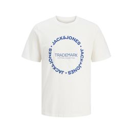 Jack & Jones JACK & JONES Herren T-Shirt "JJBENSON TEE SS CREW NECK", wei&szlig;, Gr. L, bedruckt, Jersey, Obermaterial: 100% Baumwolle, Shirts, Baumwolle, regular fit