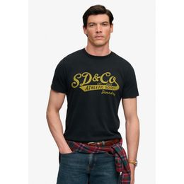 Superdry Herren Rundhalsshirt "VINTAGE SCRIPT TEE", schwarz, Gr. M, bedruckt, Single Jersey, Obermaterial: 100% Baumwolle, Shirts, Baumwolle, relaxed
