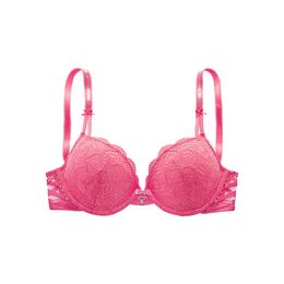 Lascana Damen Push-up-BH "Nikoletta", Gr. 70pink, Spitze, Obermaterial: 60% Polyamid, 35% Polyester, 5% Elasthan, BHs, mit aufregender Schn&uuml;rung an