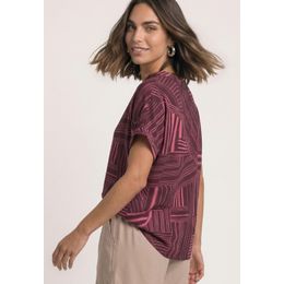 Street One Damen Kurzarmshirtblush berry, Gr. 36, gemustert, Web, Obermaterial: 95% Viskose, 5% Elasthan, Shirts, Sommerbluse im Tunika-Look und mit