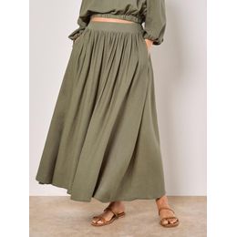 Apricot Damen Midirock "Midirock aus Leinen", gr&uuml;n, Gr. 38, uni, gewebt, Obermaterial: 78% Viskose CV. 22% Leinen LI., R&ouml;cke, mit Falten