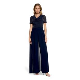 Vera Mont Damen Overall "Damen mit Wasserfallausschnitt", blau, Gr. 48, Stoff, Obermaterial: 95% Polyester, 5% Elasthan. Besatz: 100% Polyester.