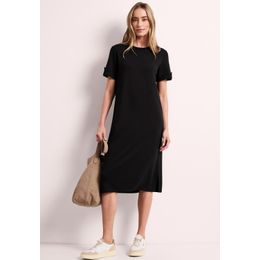 Street One Damen Jerseykleid, schwarz, Gr. 38, unifarben, Jersey, 70% Polyester, 25% Viskose, 5% Elasthan, Kleider, mit Rundhalsausschnitt