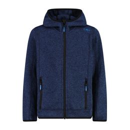 CMP Jungen Strickfleecejacke "KID JACKET FIXED HOOD", blau, Gr. 128, Strick, Obermaterial: 100% Polyester, Jacken, wasserabweisend, windabweisend,