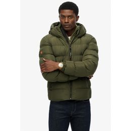 Superdry Herren Steppjacke "HOODED SPORTS PUFFER JACKET", gr&uuml;n, Gr. S, unifarben, Web, Obermaterial: 100% Polyester, Jacken, Kunstfaser, relaxed fit