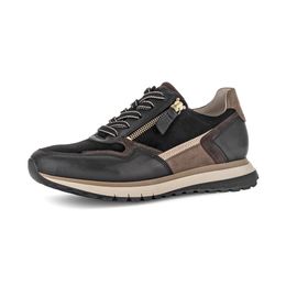 Gabor Damen Keilsneaker "TURIN", Gr. 37, schwarz, Glattleder, Ziegenveloursleder, Schuhe, Freizeitschuh, Halbschuh, Schn&uuml;rer in Komforweite H (=sehr