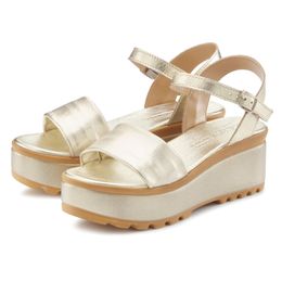 Lascana Damen Sandalette "Riemchensandalette, Sandale, Sommerschuh, offener Schuh", Gr. 40, gold, Obermaterial: 100% Schafsleder. Decksohle: 100%