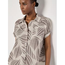 Apricot Damen Hemdbluse "Hemd mit Muscheldruck aus Leinenmischung", grau, Gr. 34, gemustert, gewebt, Obermaterial: 82% Viskose CV. 18% Leinen LI.,