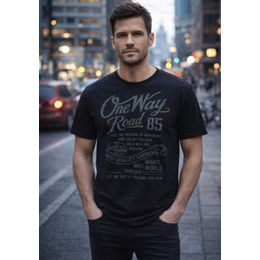 MAN'S WORLD MAN'S WORLD Herren T-Shirt, schwarz, Gr. L, bedruckt, Single Jersey, Obermaterial: 100% Baumwolle, Shirts, Kurzarm, Regular Fit, mit Print, Rundhals,